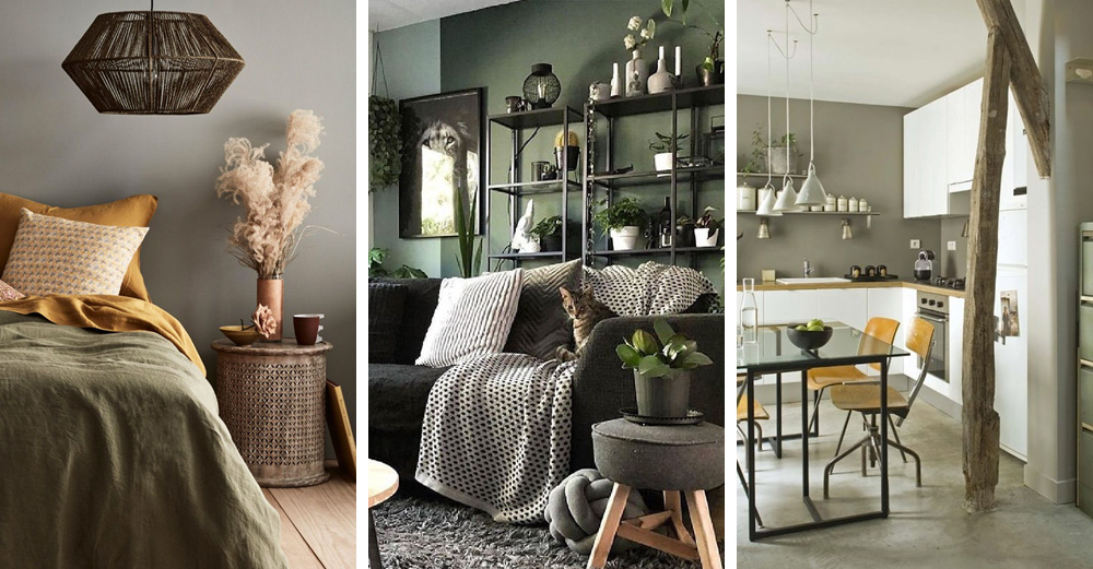 Associer le vert kaki et le gris dans sa déco | My Blog Deco