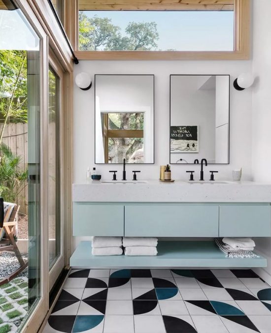 Salle De Bain Vert Et Bleu